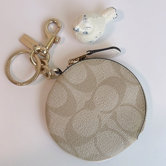 Coach | Bags | Coach Circular Coin Pouch Bag Charm In Signature Canvas ...